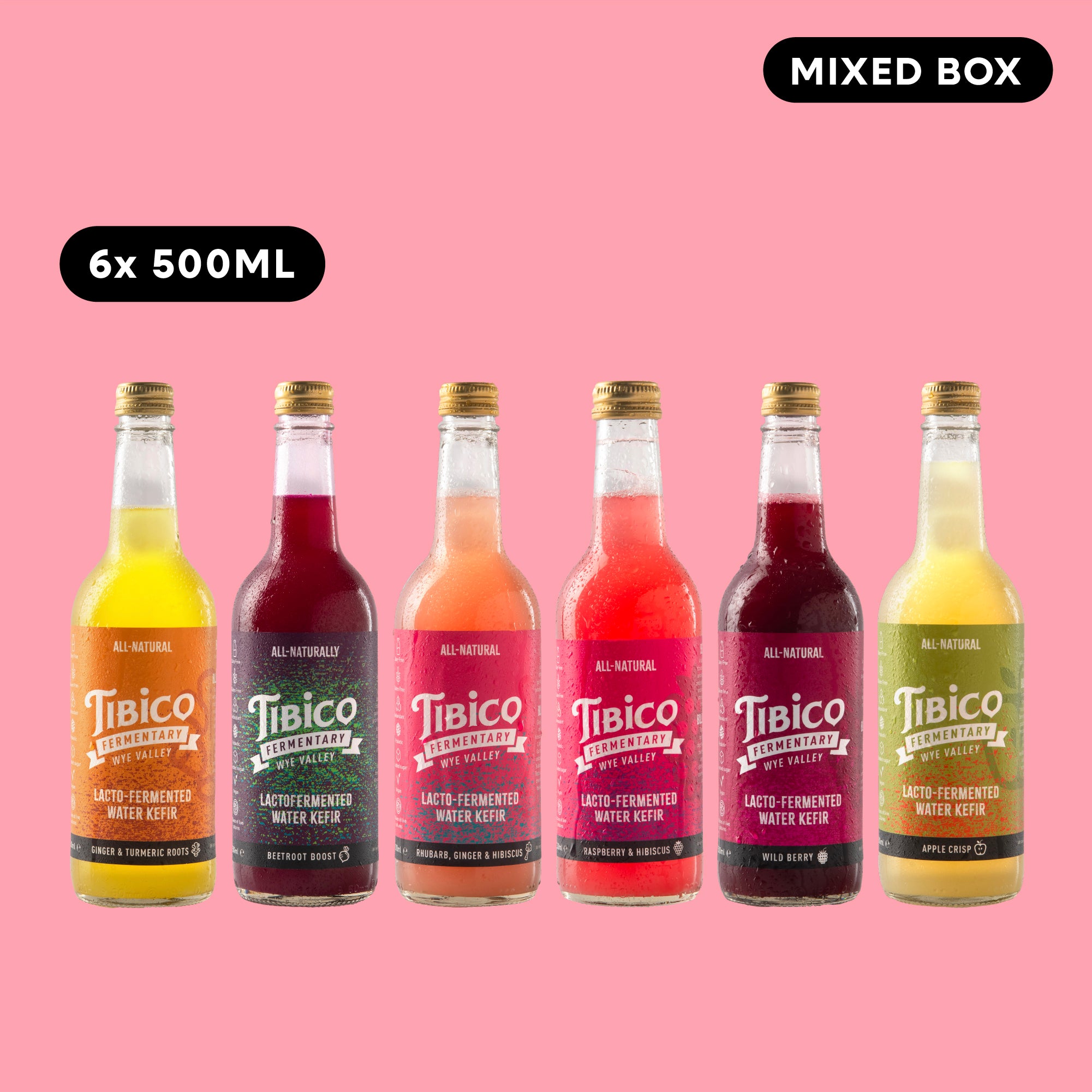 6 x 500ml Mixed Water Kefirs – Tibico Fermentary Craft Fermented Water ...